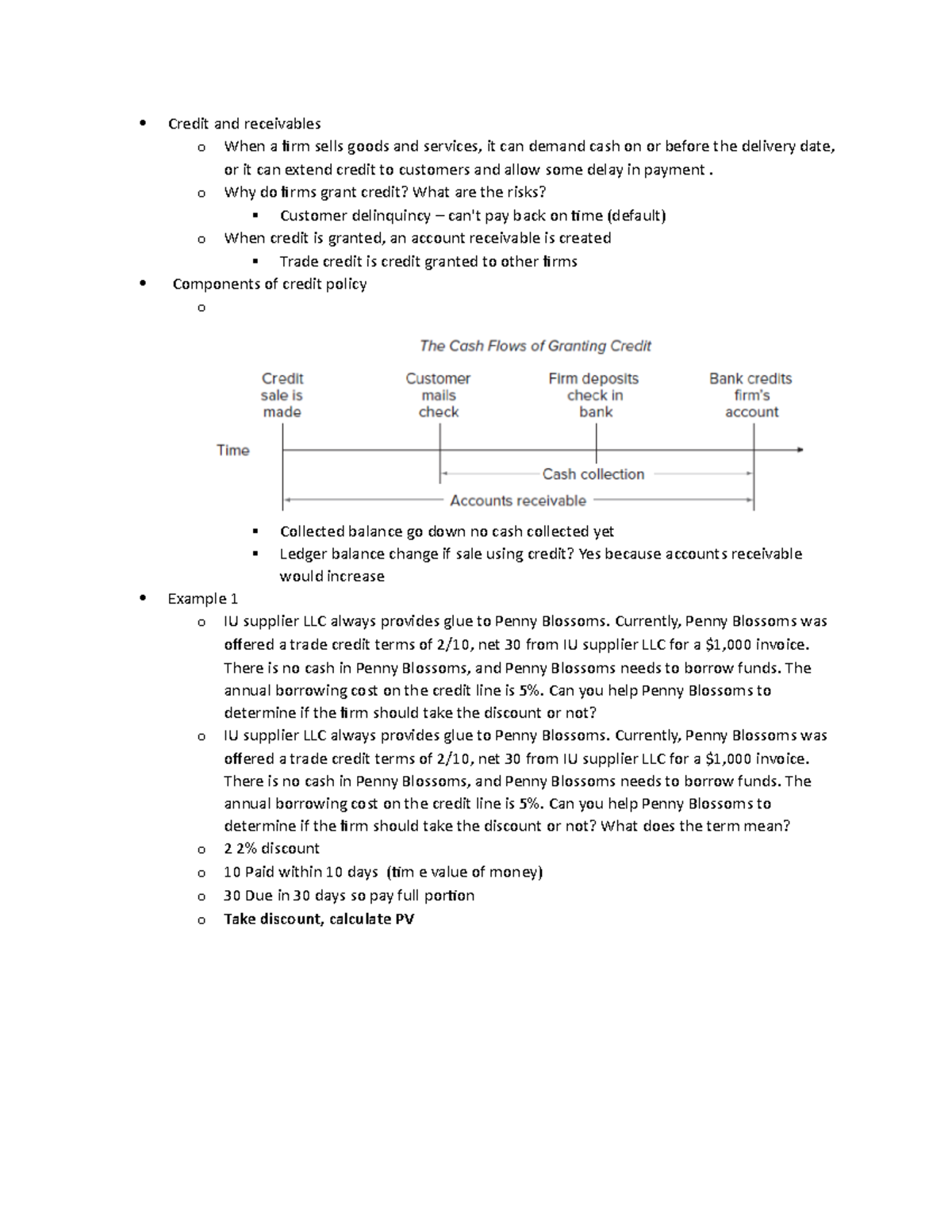Trading credit decisions - Credit and receivables o When a firm sells ...