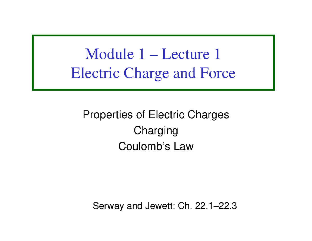 Module-1-L1-Electric Charge and Force-(M1-L1)-Video-Ave - Module 1 ...