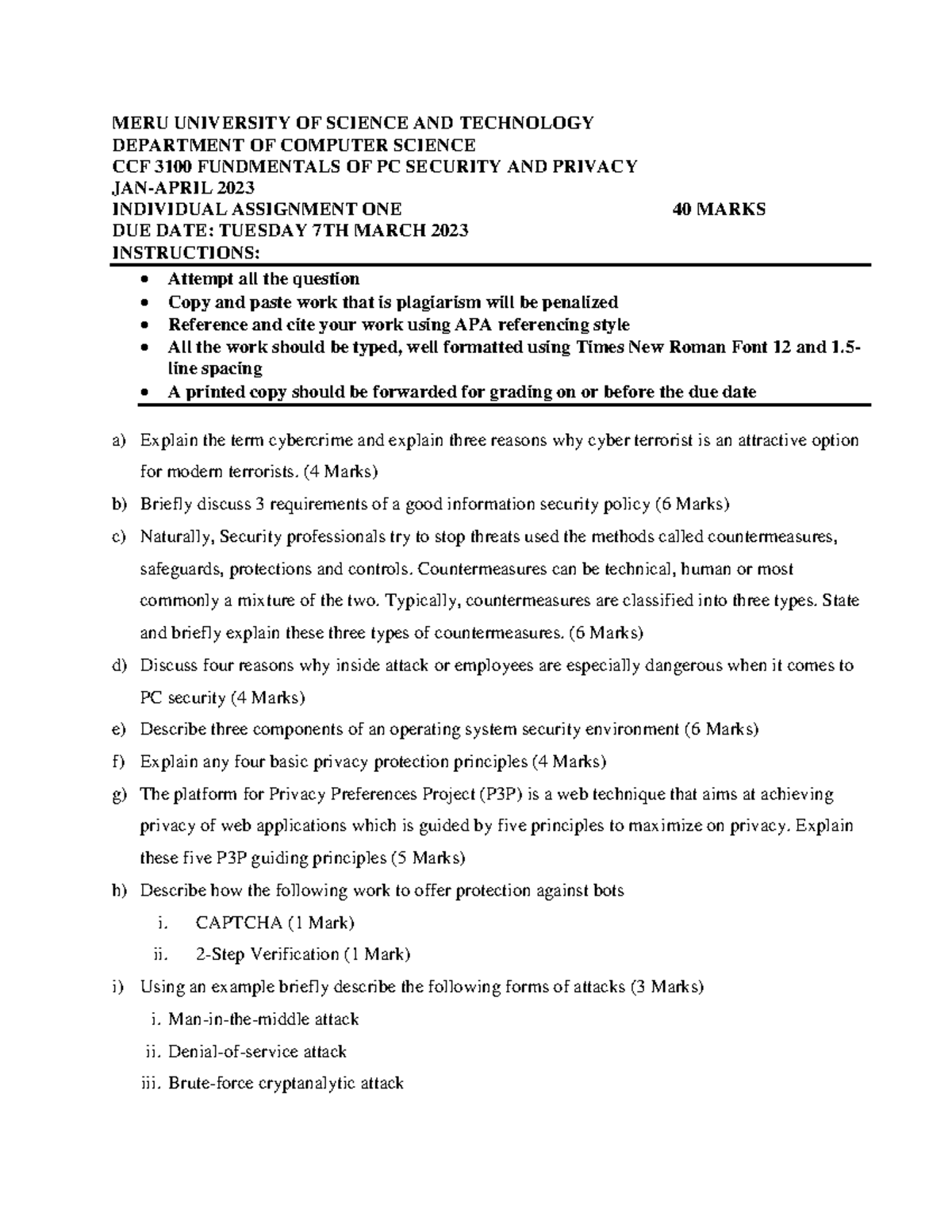 fundamentals of pc security - MERU UNIVERSITY OF SCIENCE AND TECHNOLOGY ...