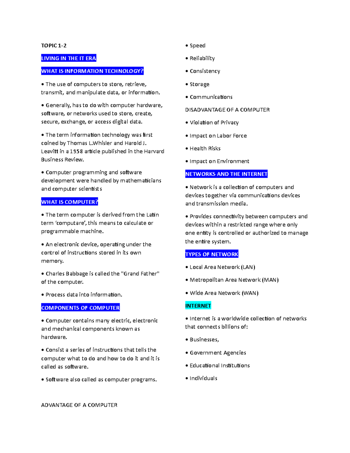 IT Topic 1-2 - INTERNET - TOPIC 1- LIVING IN THE IT ERA WHAT IS ...