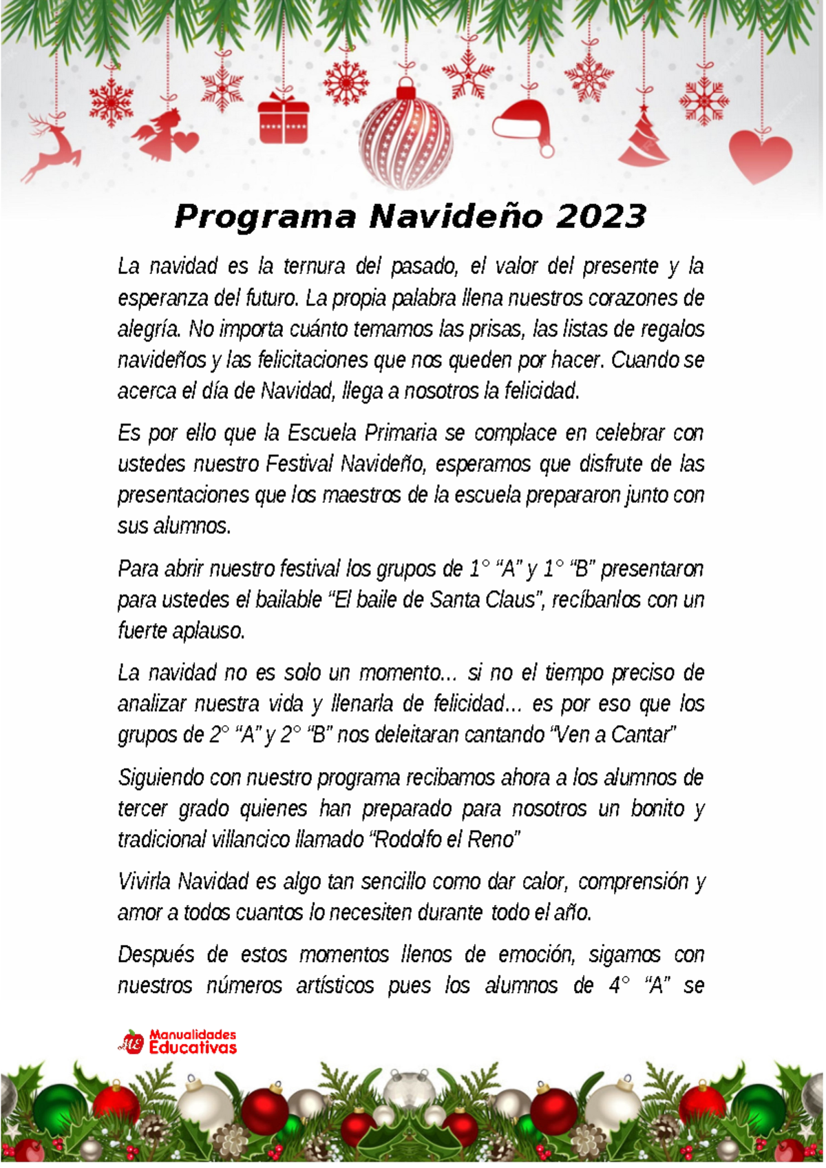 2 Programa Navideño-2 - njbcsbchbcjsd - Programa Navideño 2023 La navidad es la ternura del ...