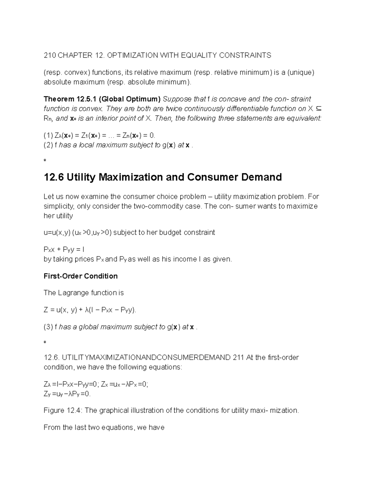 Untitled Document Eco Notes Lecture 210 Chapter 12 Optimization With Equality Constraints