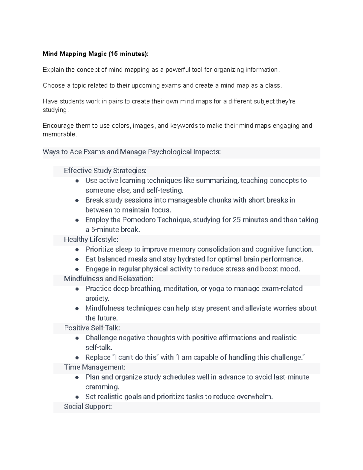 5th Grade Study strategies - Mind Mapping Magic (15 minutes): Explain ...