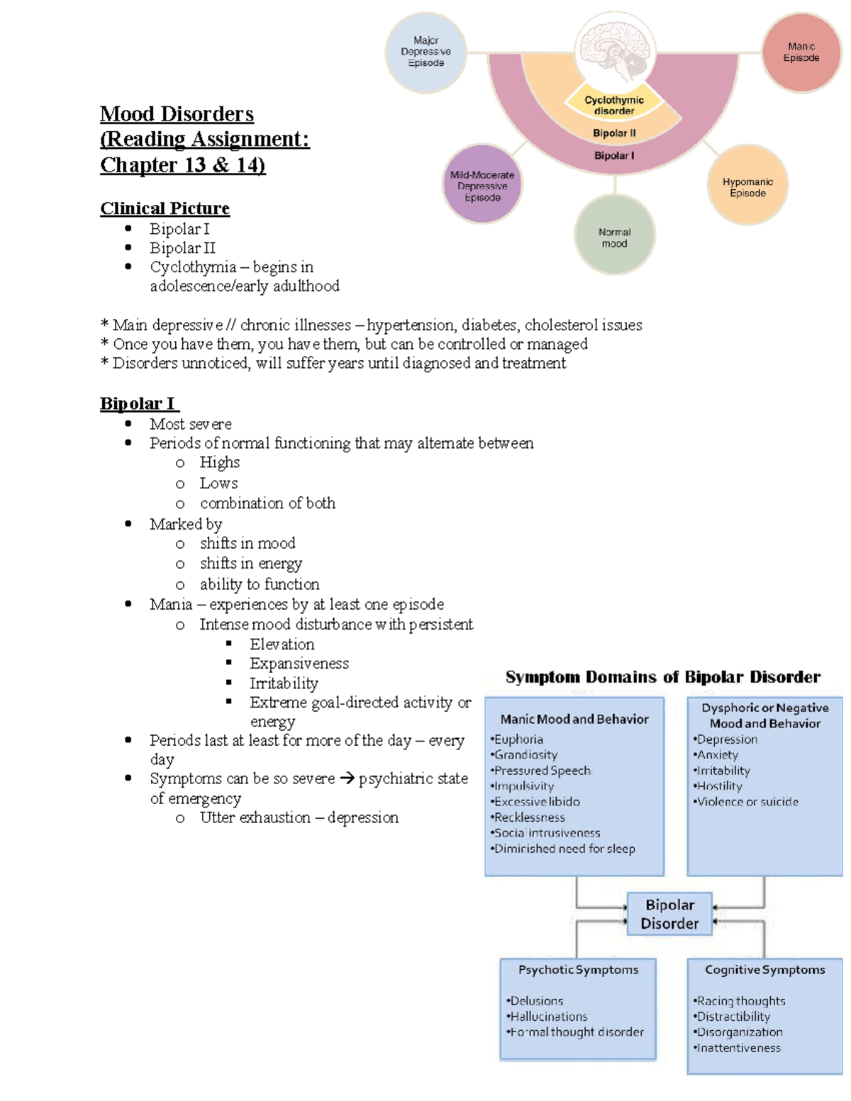 Mood Disorders - Bipolar - Mood Disorders (Reading Assignment: Chapter ...
