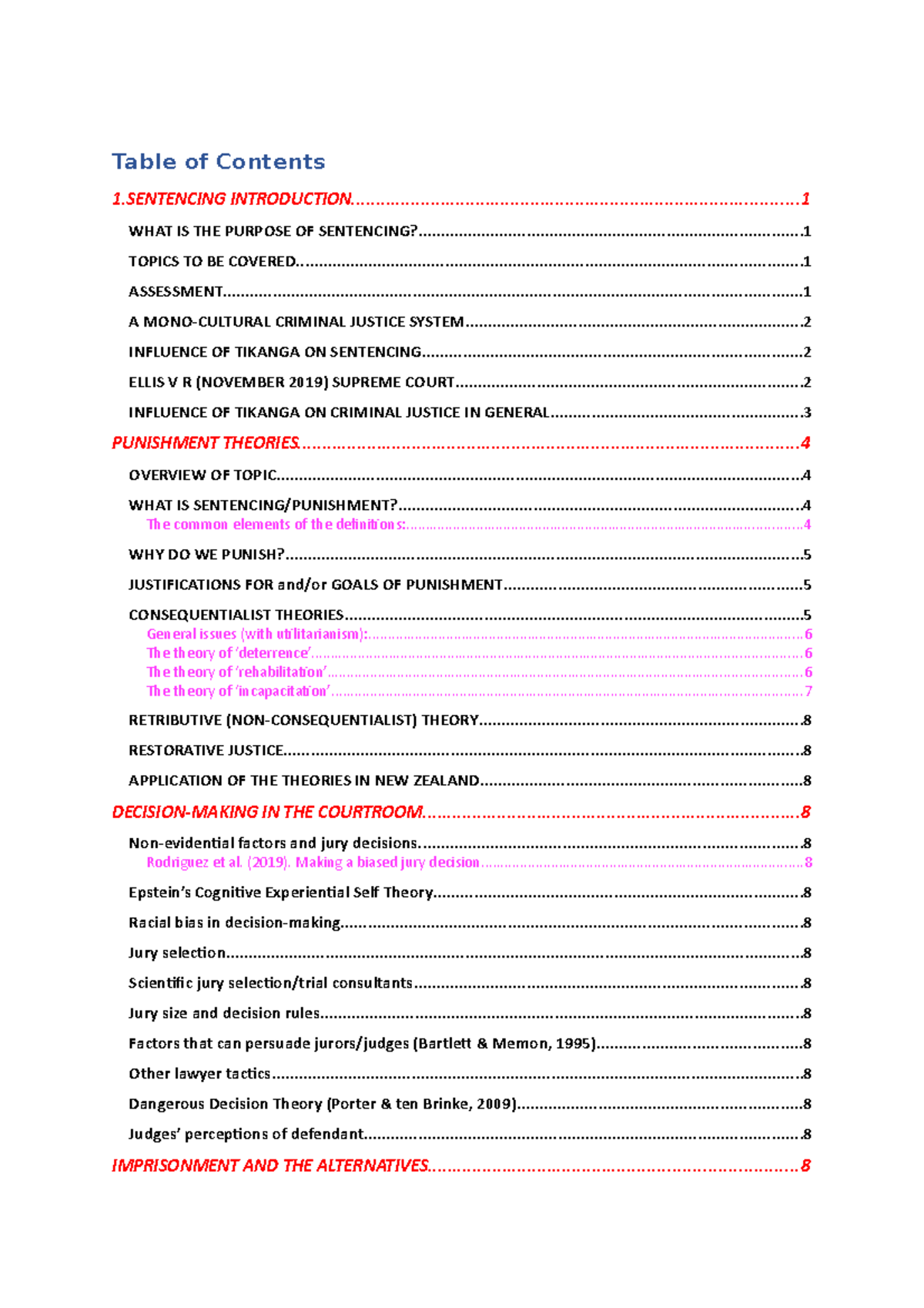 LAW Notes - Table of Contents 1 - Studocu