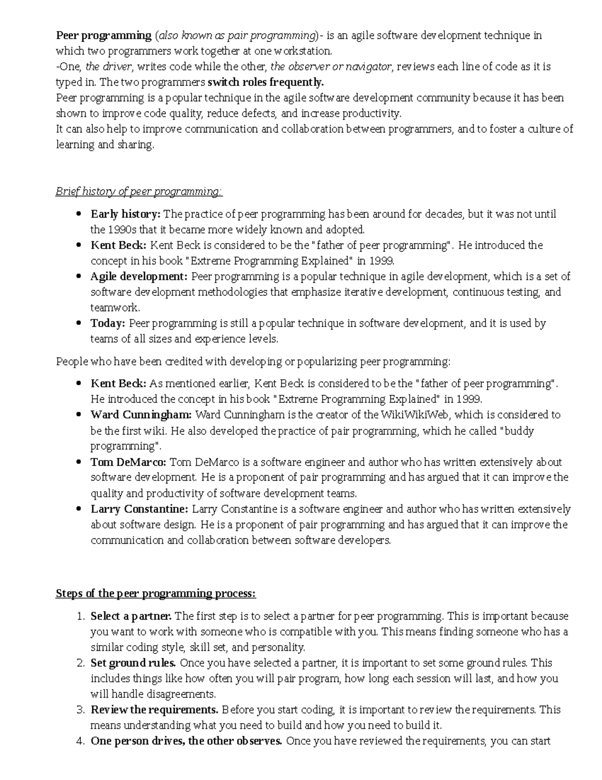 Pair Programming - Peer programming (also known as pair programming ...