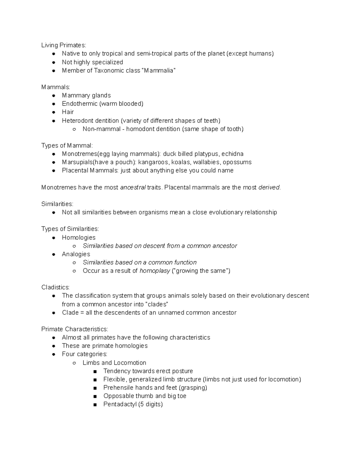 Chapter 5 Non Human Primate Overview Living Primates Native To Only Tropical And Semi