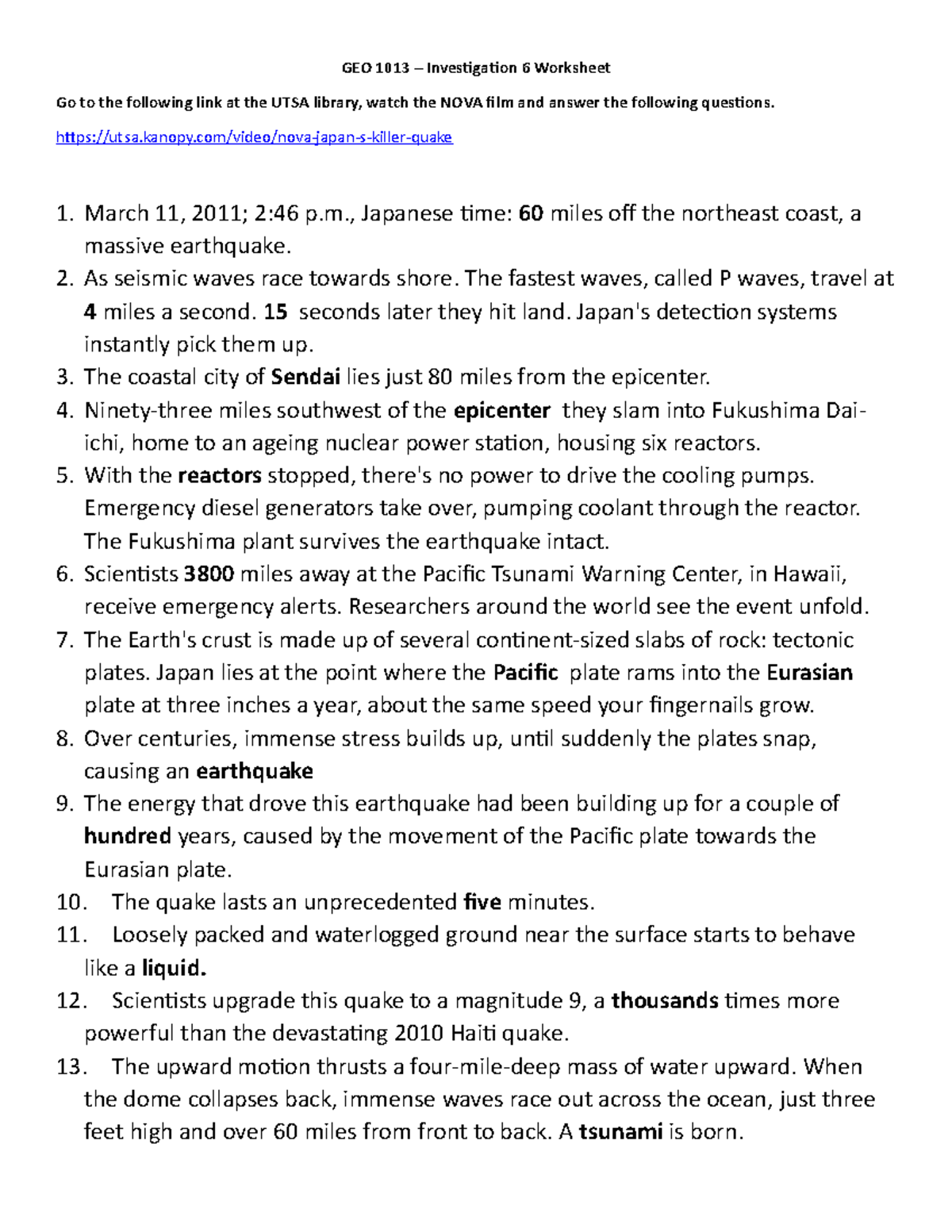 GEO 1013 Module 06 INV(1) - GEO 1013 – Investigation 6 Worksheet Go to ...