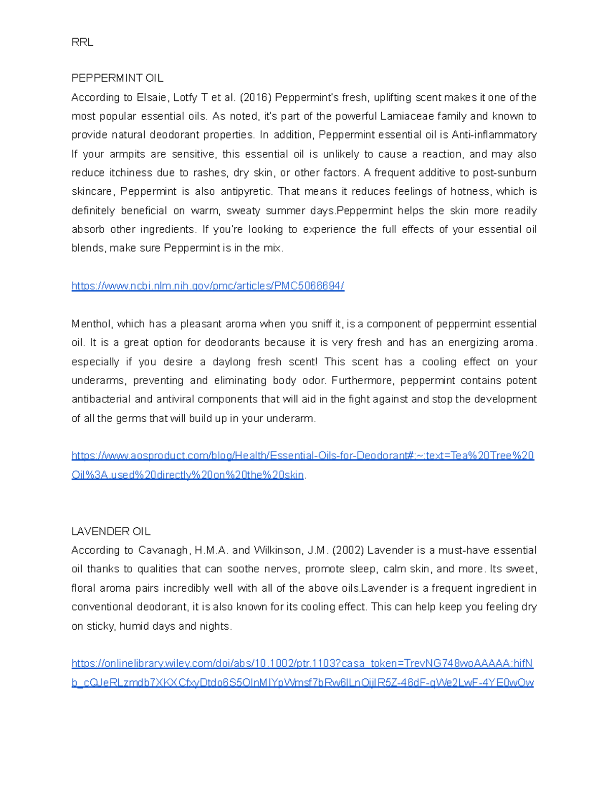 RRL - rrr - RRL PEPPERMINT OIL According to Elsaie, Lotfy T et al ...