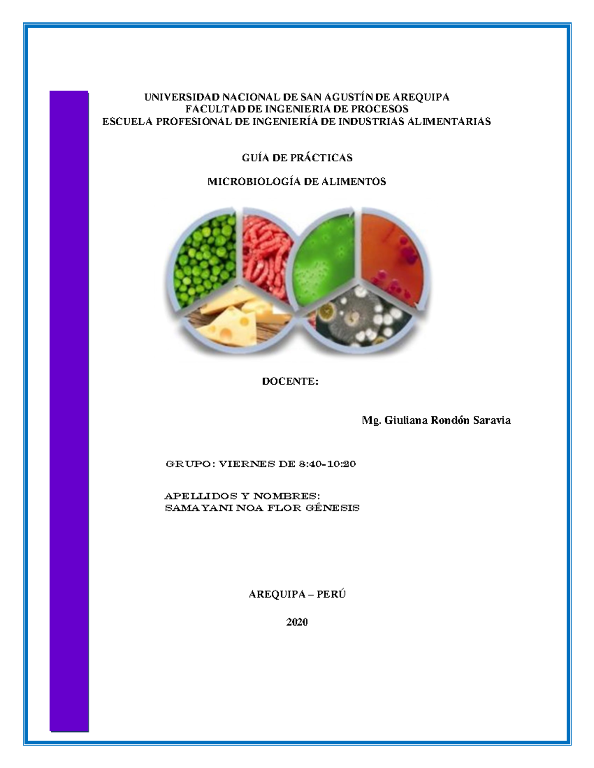 INFORME DE MICROBIOLOGIA - Warning: TT: undefined function: 32 UNIVERSIDAD NACIONAL DE SAN ...