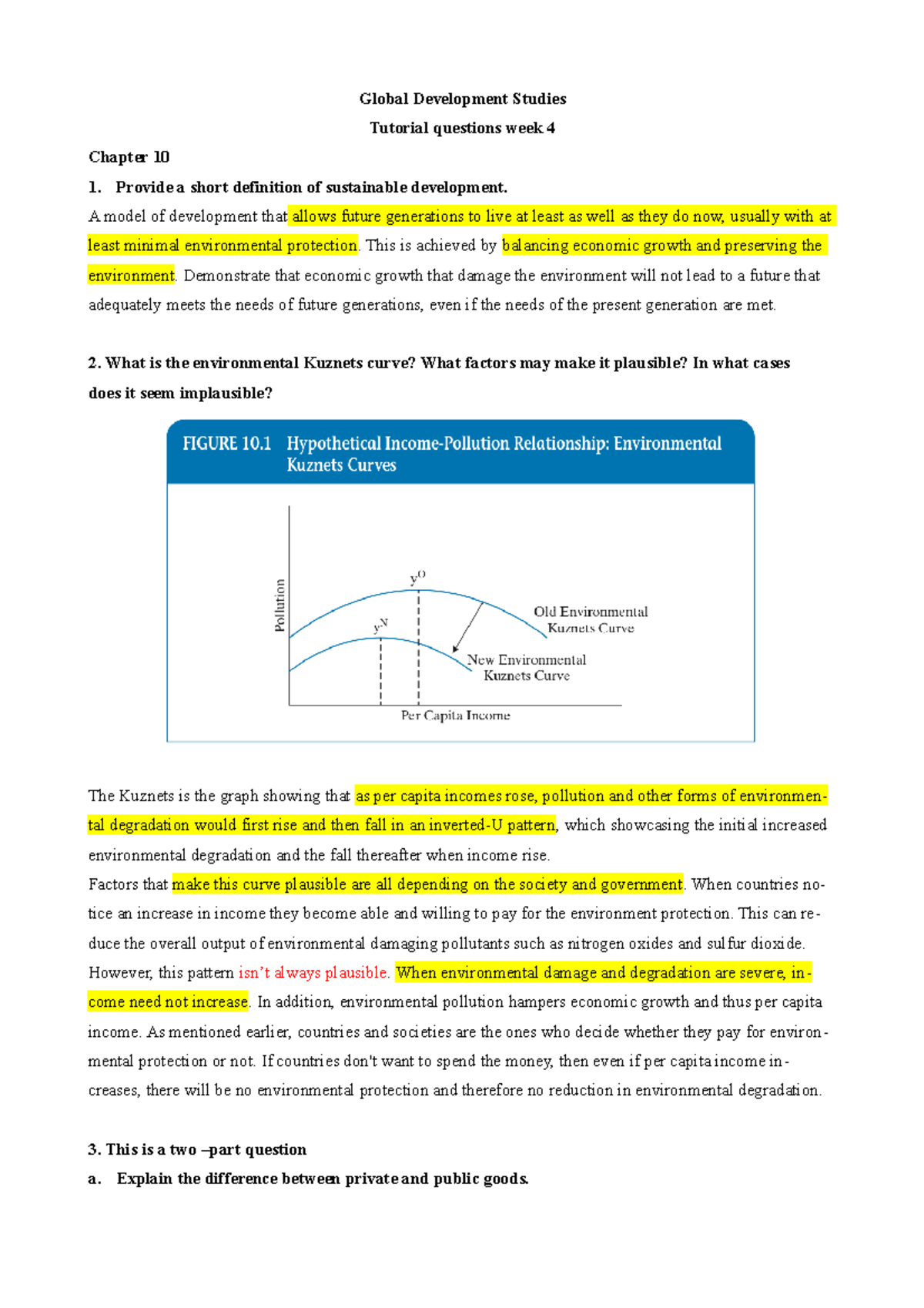 GDS-TTL4 - with note - Global Development Studies Tutorial questions week 4 Chapter 10 Provide a ...