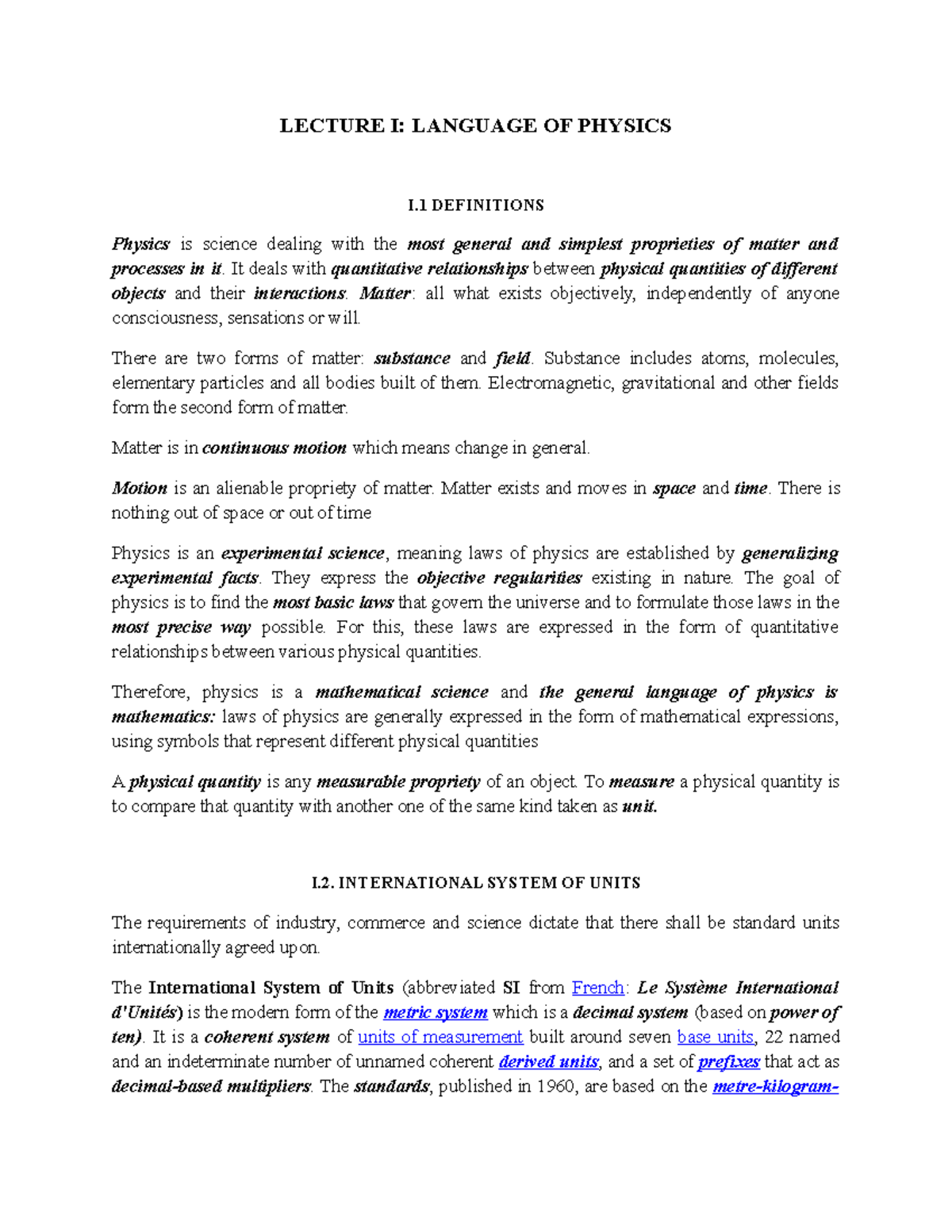 Units And Dimensions LECTURE I LANGUAGE OF PHYSICS I DEFINITIONS units-and-dimensions-lecture-i-language-of-physics-i-definitions
