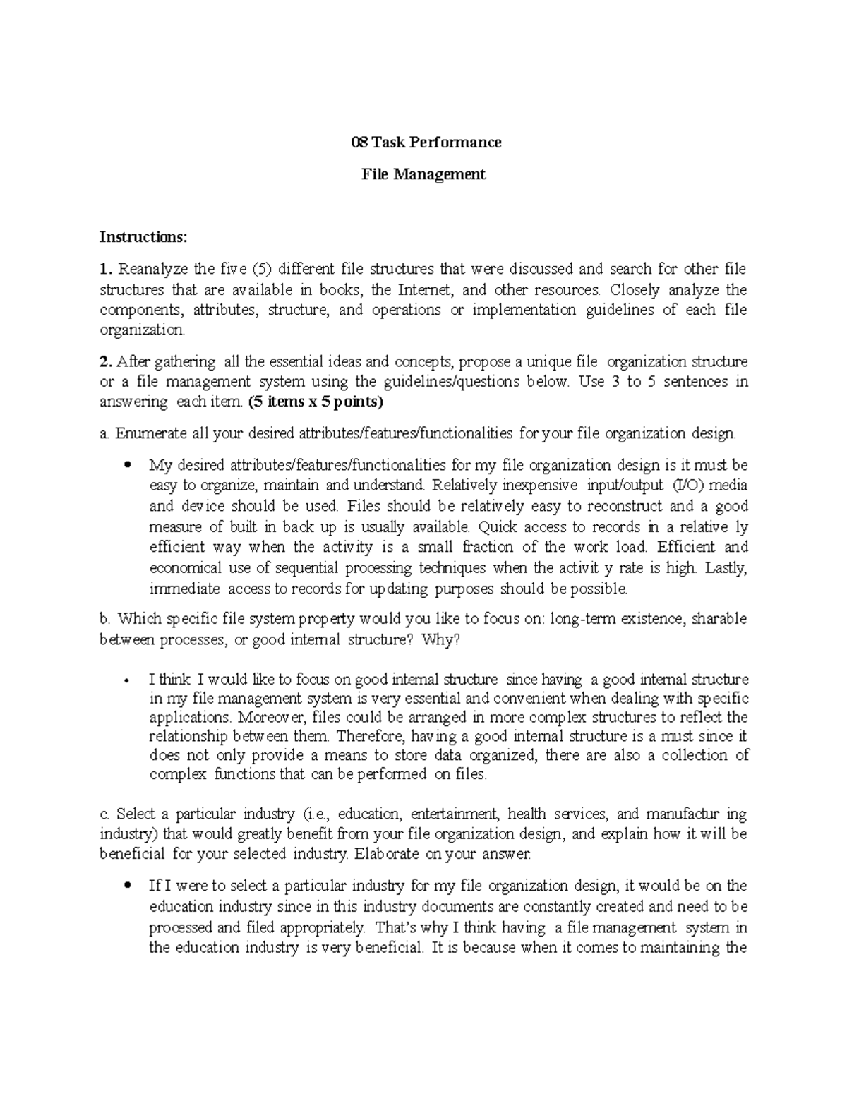 08 Task Performance - File Management - Instructions: 08 Task Performance File Management ...