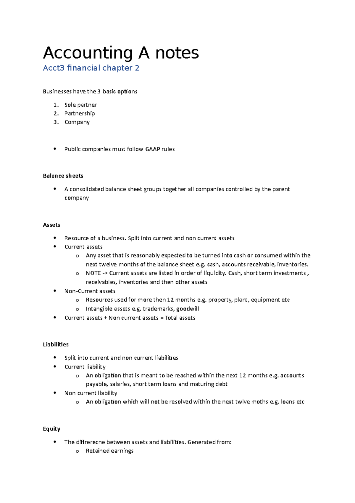Accounting A notes UTS inclusive of three - Accounting A notes Acct3 ...