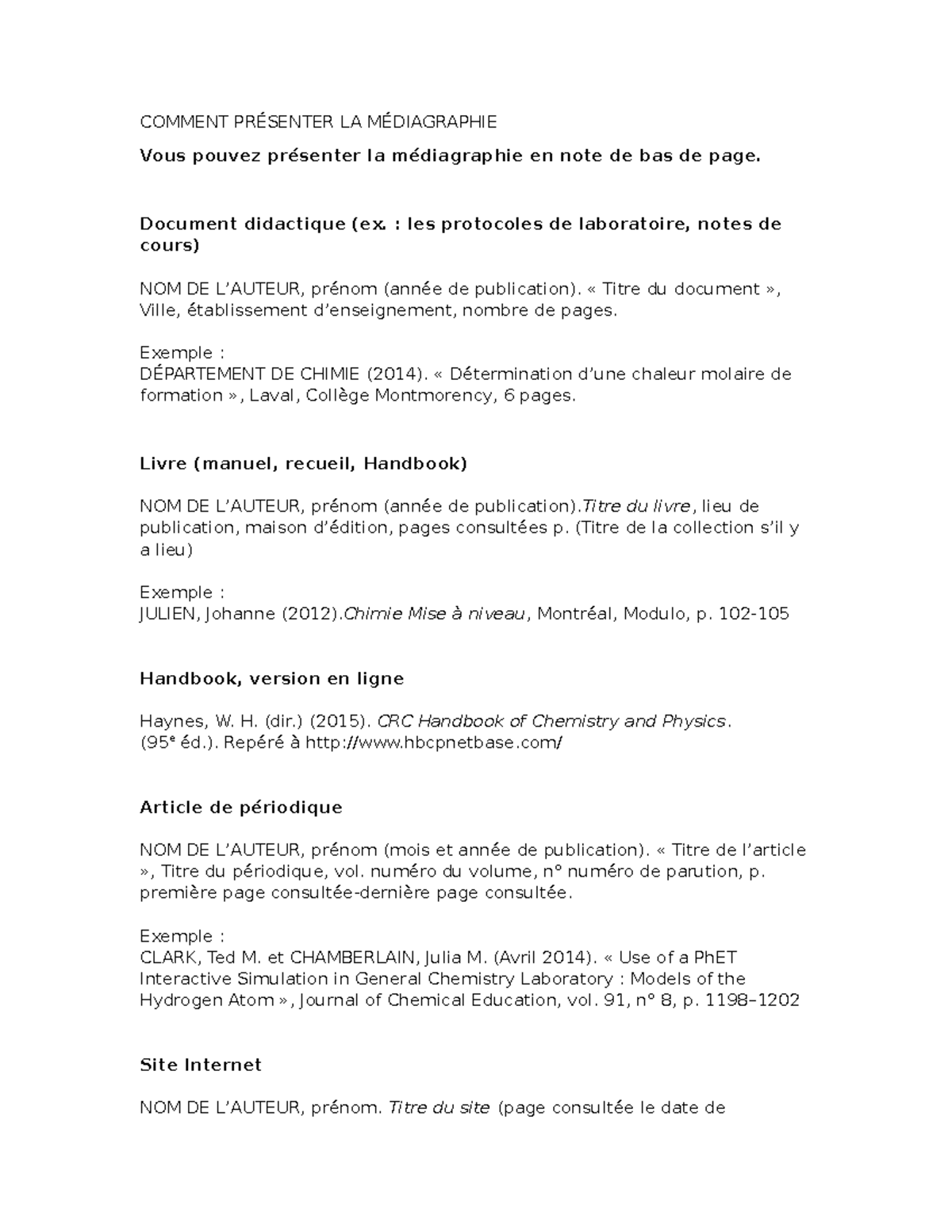 Comment Présenter La Médiagraphie - COMMENT PRÉSENTER LA MÉDIAGRAPHIE ...