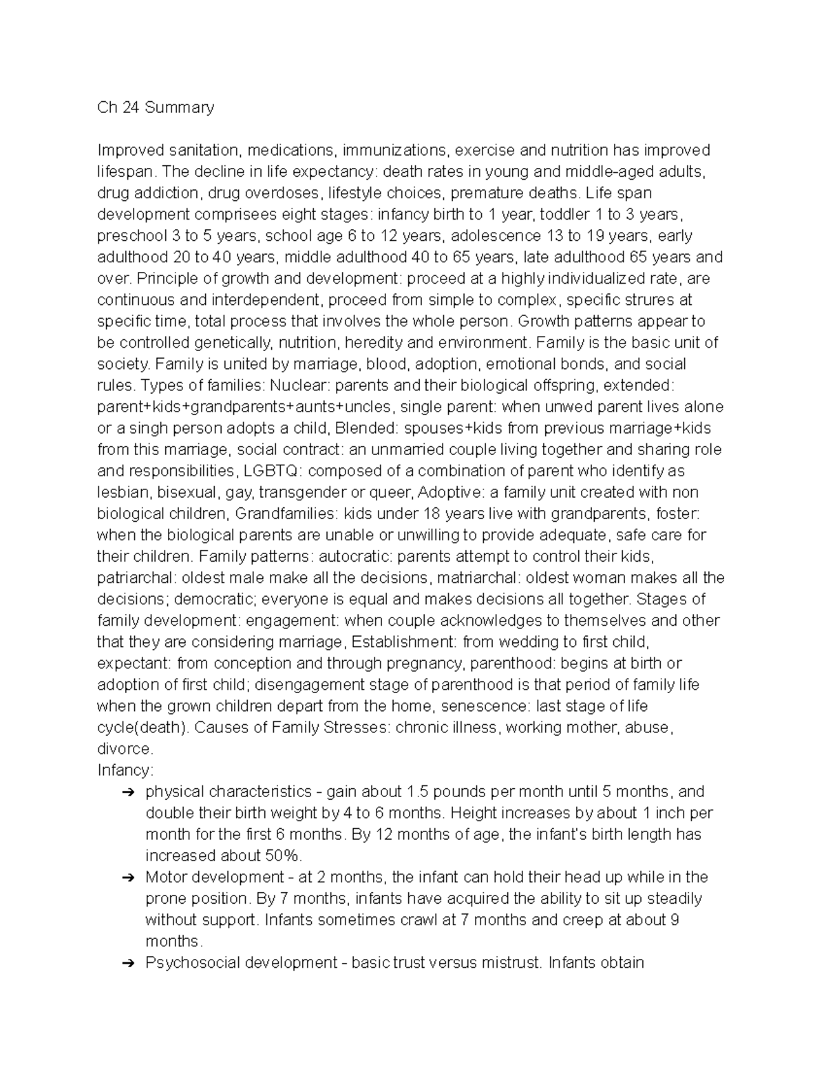 Ch 24 Summary - development, age - Ch 24 Summary Improved sanitation ...