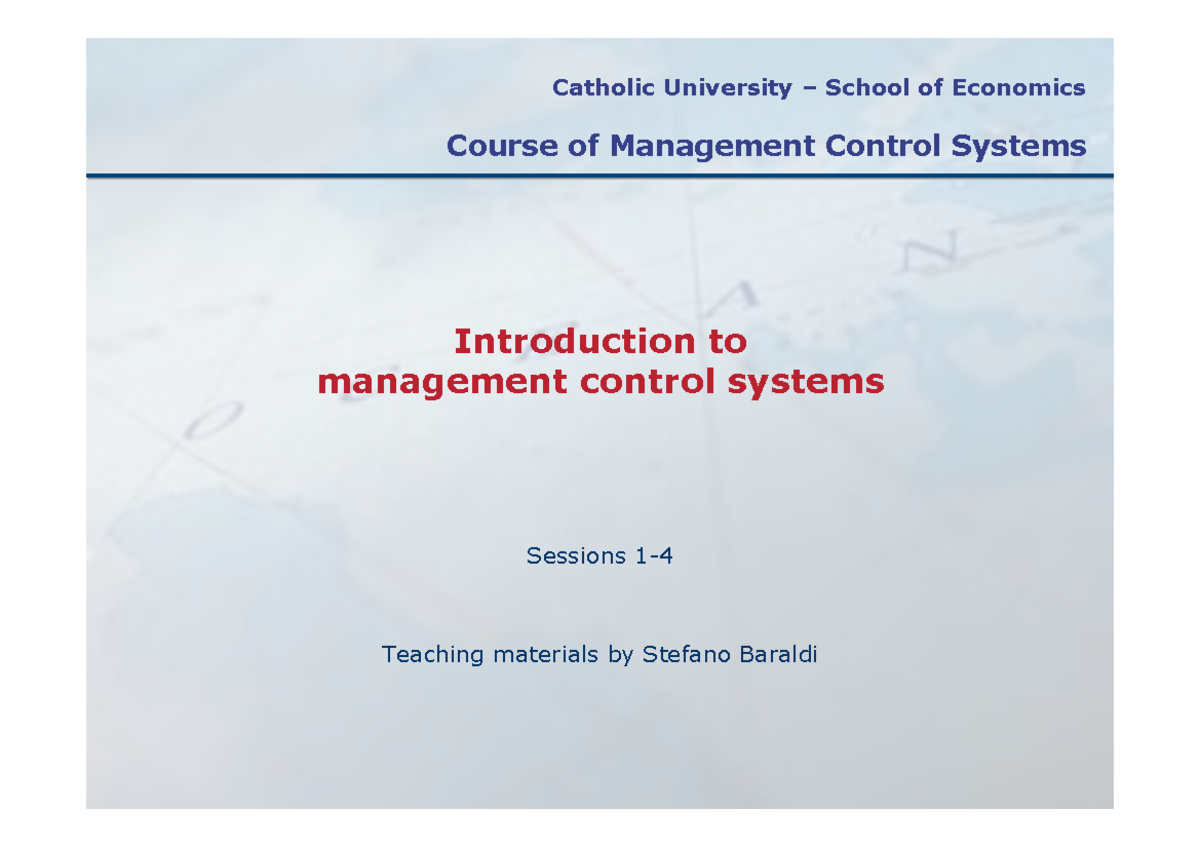 MCS010 - Introduction to MCSs - Introduction to management control ...