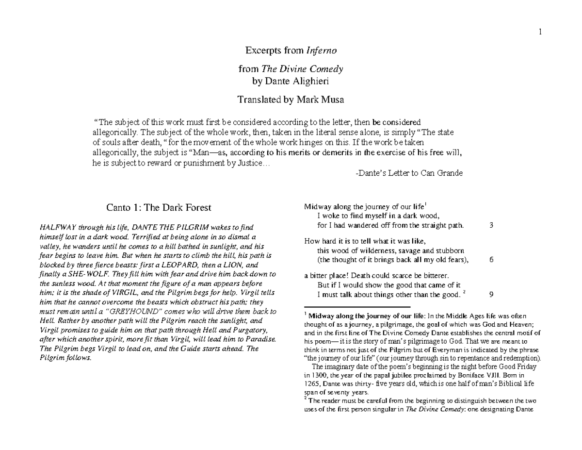 Inferno cantos 1 and 3 - A literary text is a piece of writing, such as ...