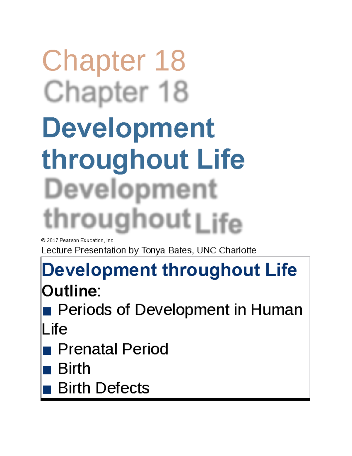 BIO 140 Chapter 18 Developmenet Thorughout Life - Chapter 18 Development throughout Life © 2017 ...