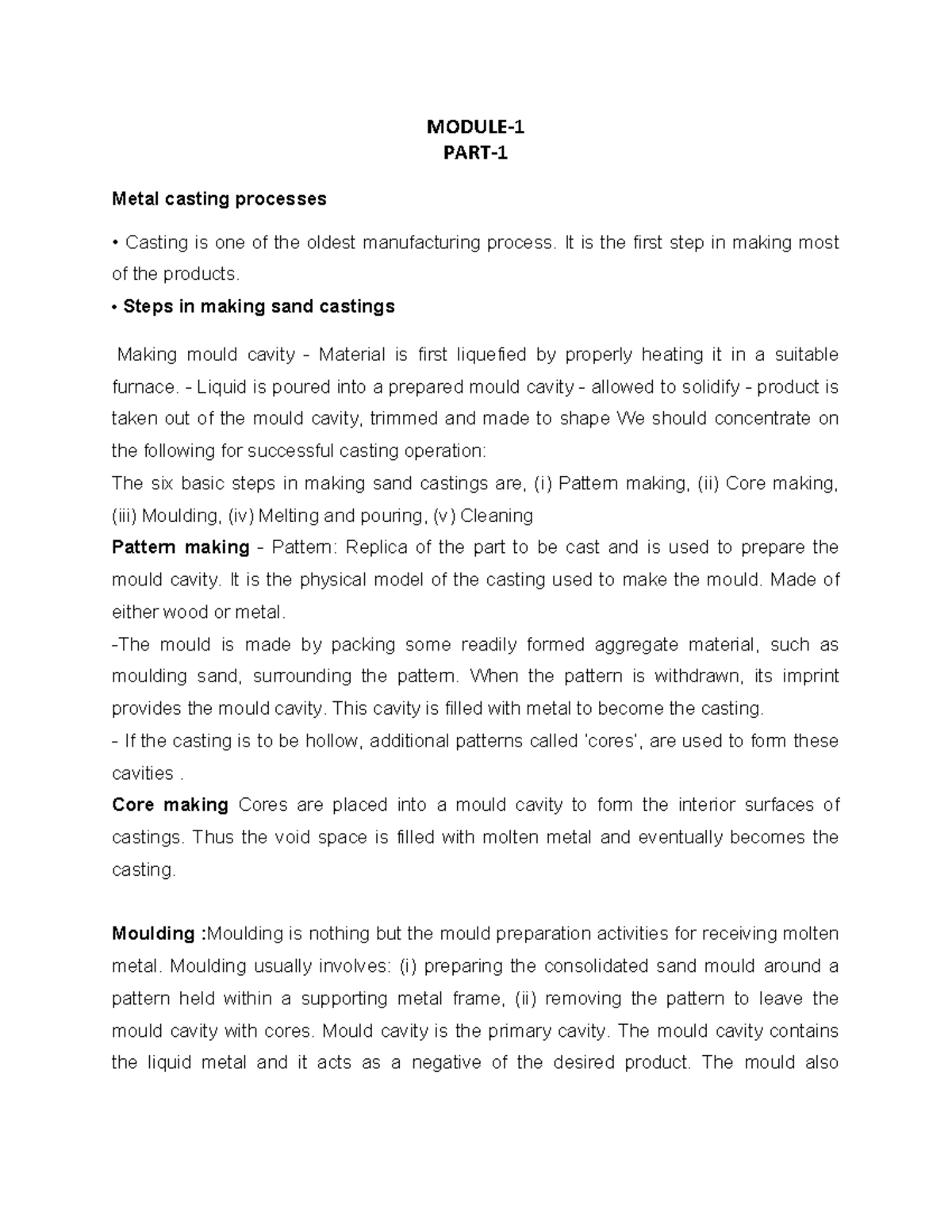 module 1 and 2 of the subject manufacturing proces - Manufacturing ...