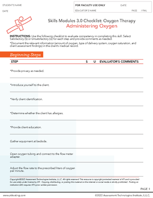Skills Checklist Vital Signs BP - PAGE 1 Copyright ©2022 Assessment ...