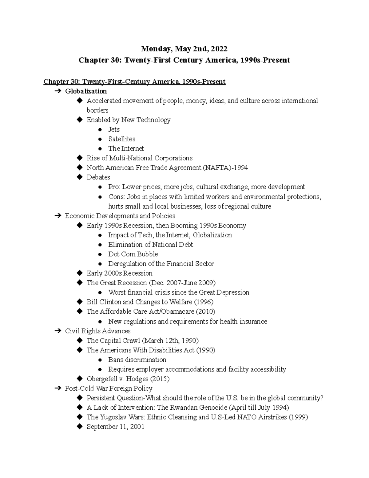 American History May 2nd, 2022 - Monday, May 2nd, 2022 Chapter 30 ...