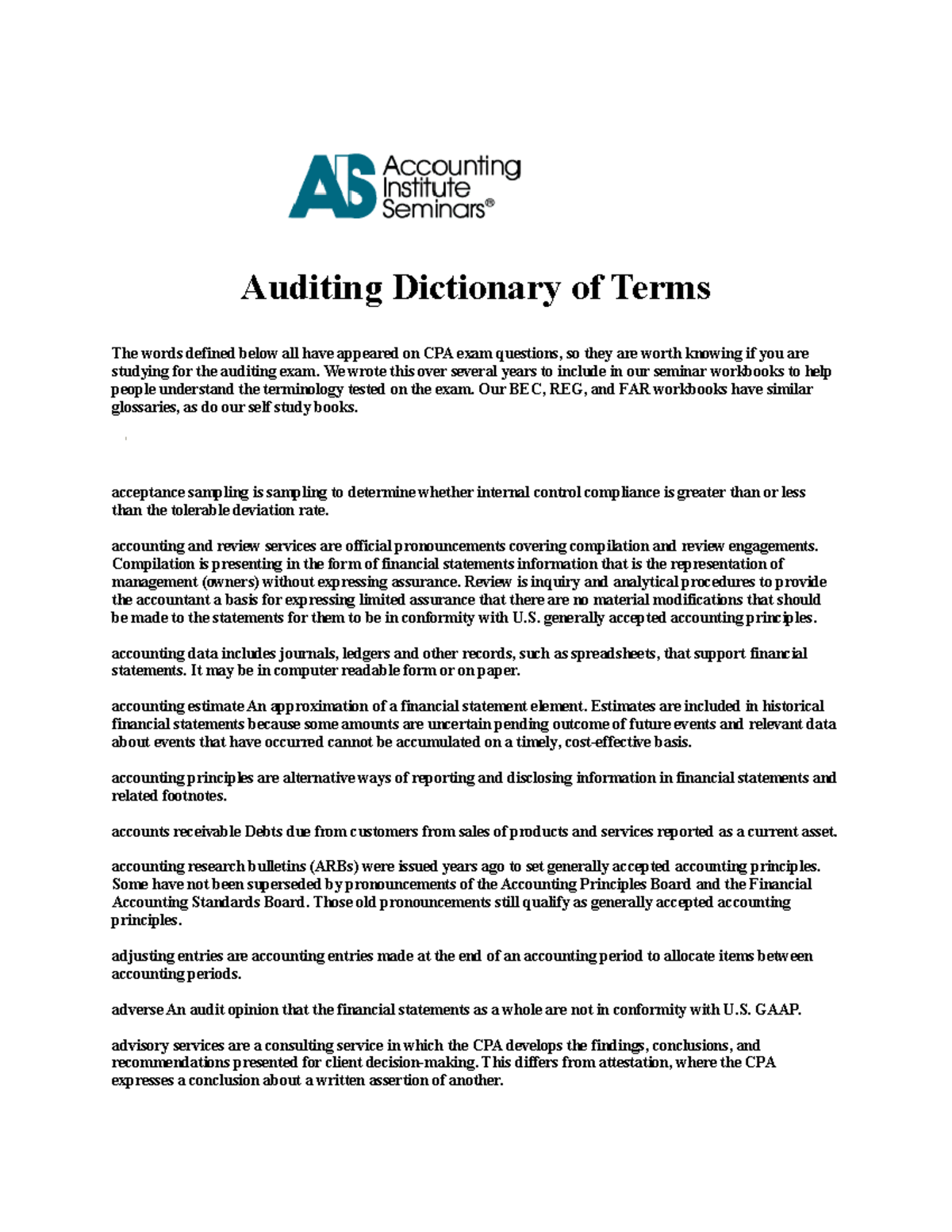 31349196 Auditing Dictionary of Terms - Auditing Dictionary of Terms ...