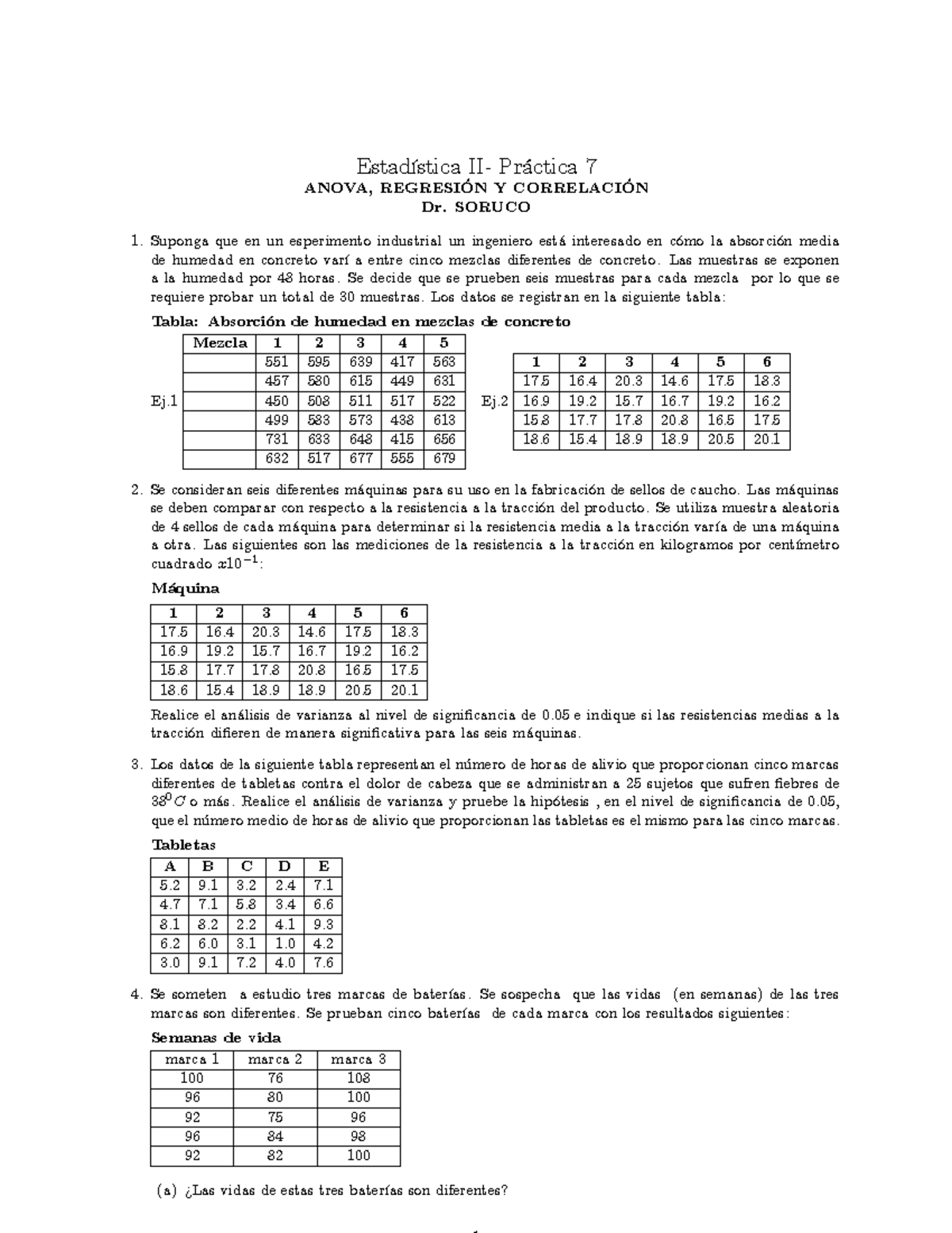 Anova-Regresión-7 - Practica - EstadÌstica II- Pr·ctica 7 ANOVA, REGRESI”N Y CORRELACI”N Dr ...