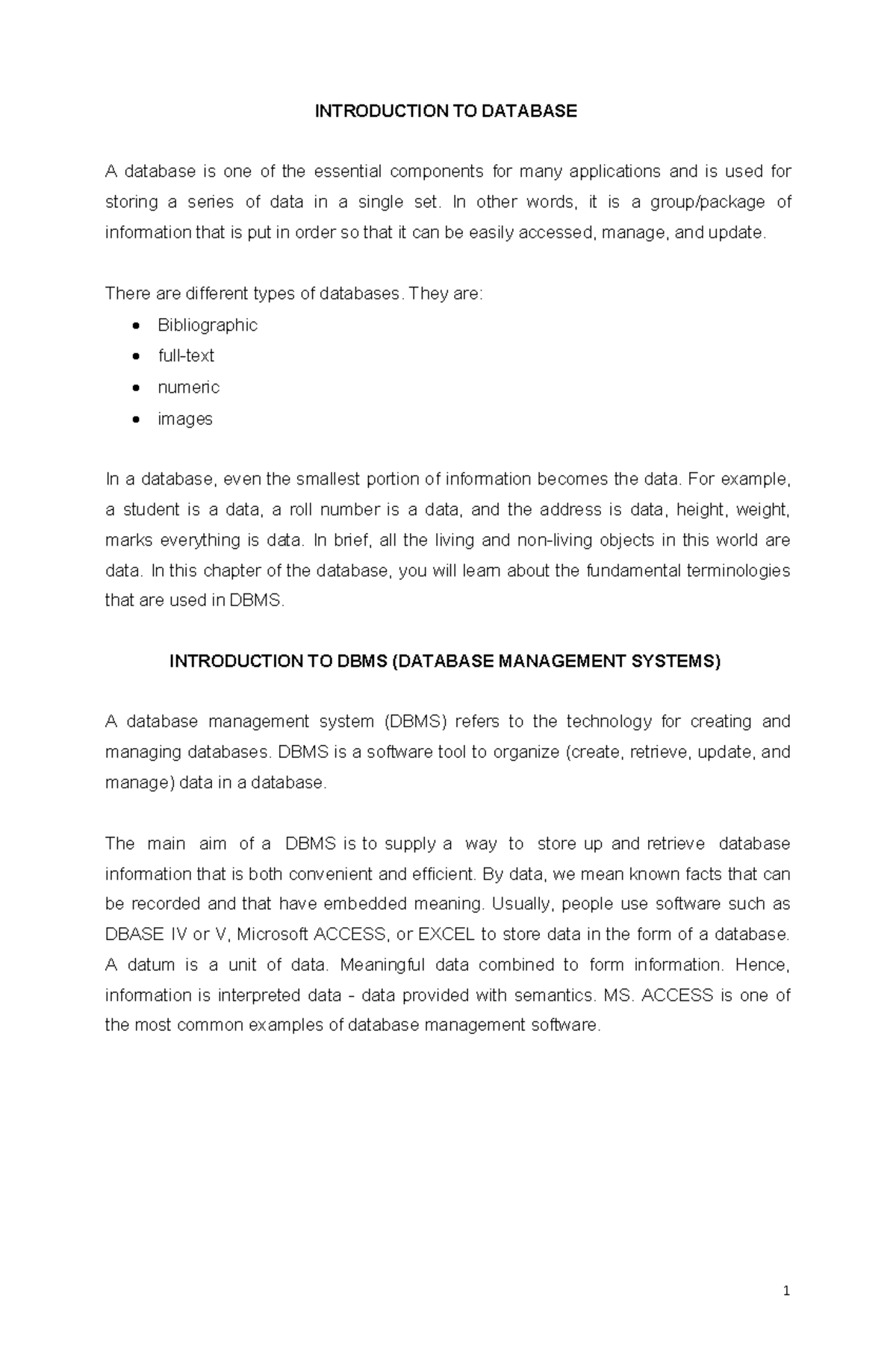 Software Design - Introduction to Database - Computer Engineering ...