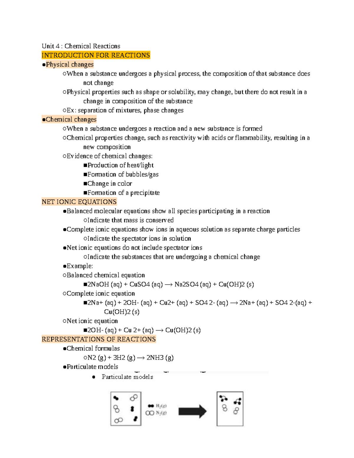 Chem 3 - chem - Unit 4 : Chemical Reactions INTRODUCTION FOR REACTIONS ...
