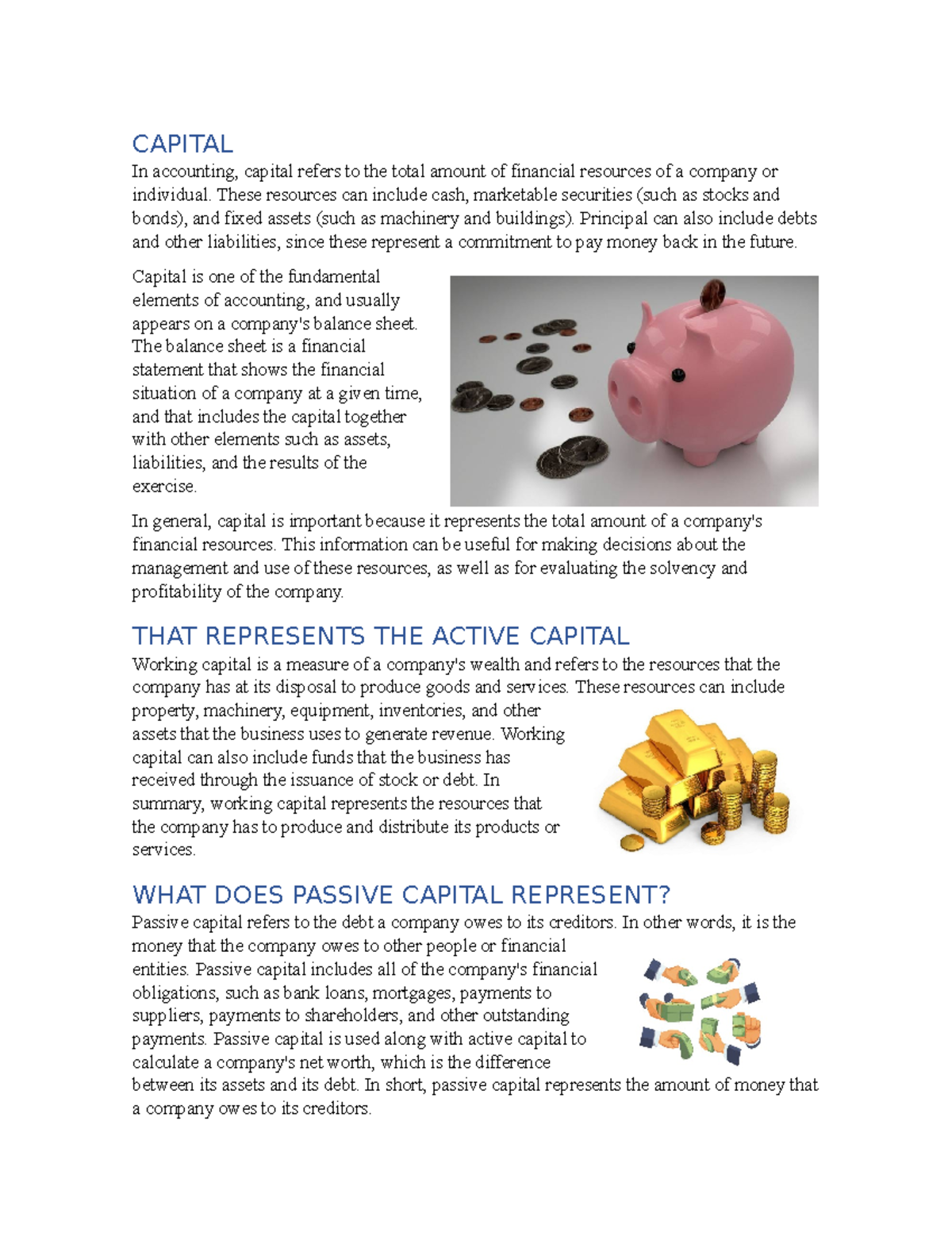 Capital AND ITS Types - CAPITAL In accounting, capital refers to the ...
