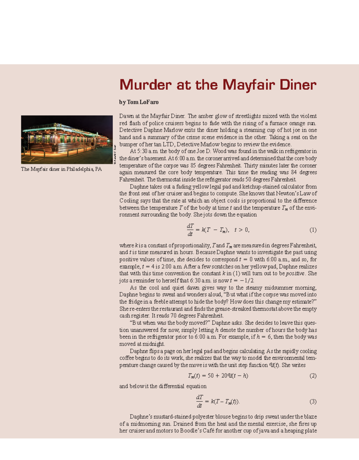 Murder - ***************** - Murder at the Mayfair Diner by Tom LoFaro ...