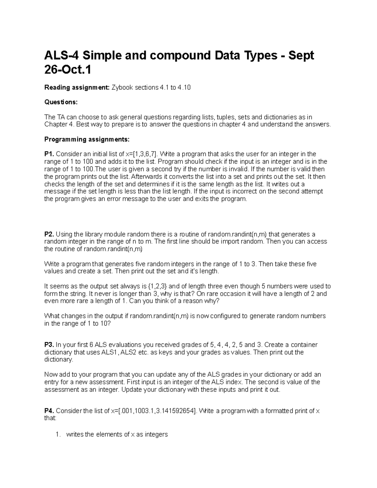 ALS4assignment - ALS-4 Simple and compound Data Types - Sept 26-Oct ...