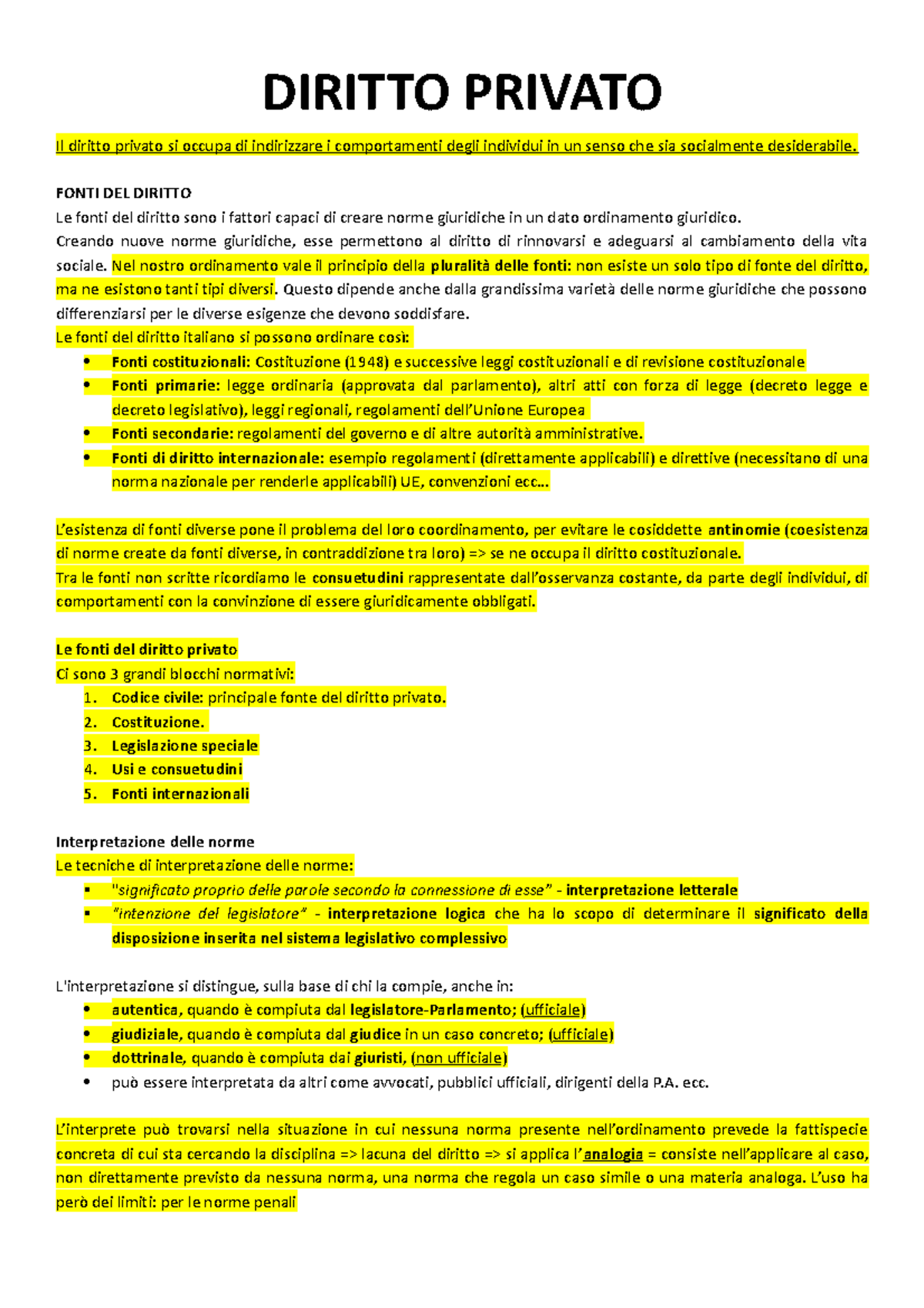 Diritto Privato - DIRITTO PRIVATO Il diritto privato si occupa di ...