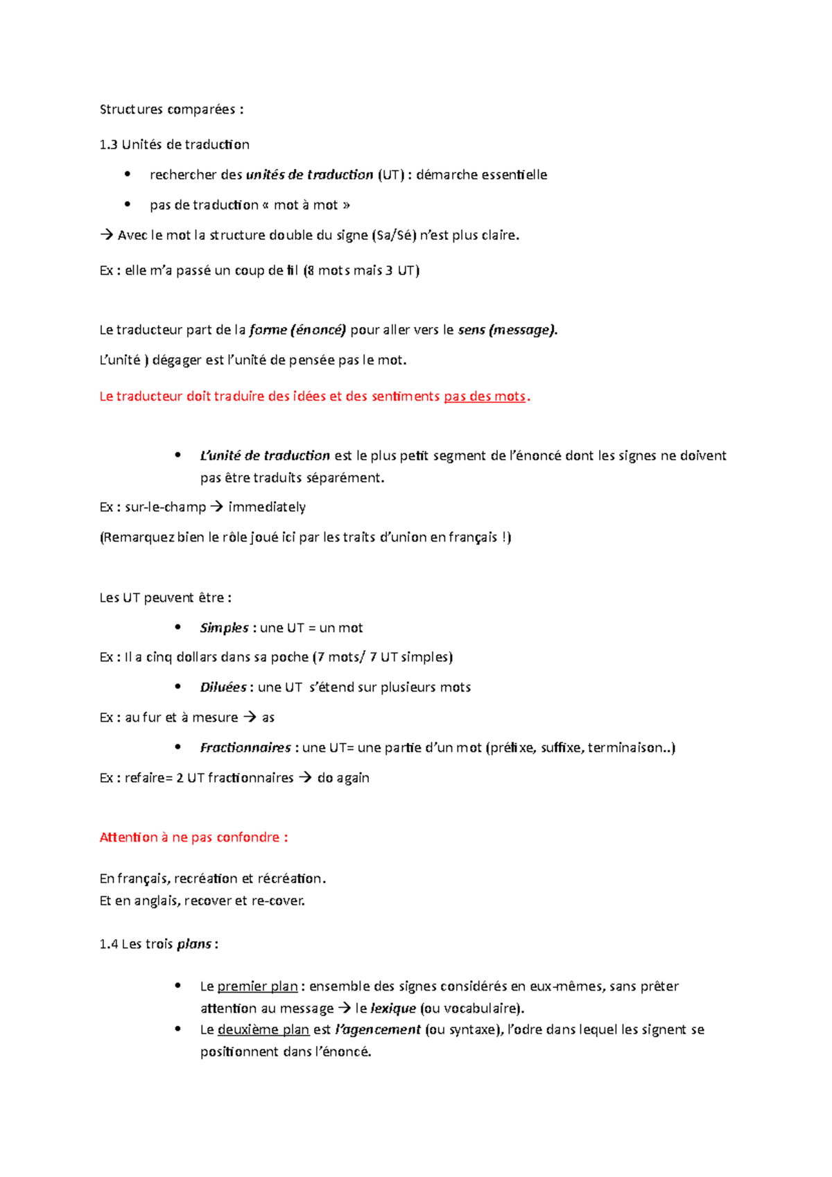 Structures comparées - Cours donné en L1S1 de LLCER - Structures ...