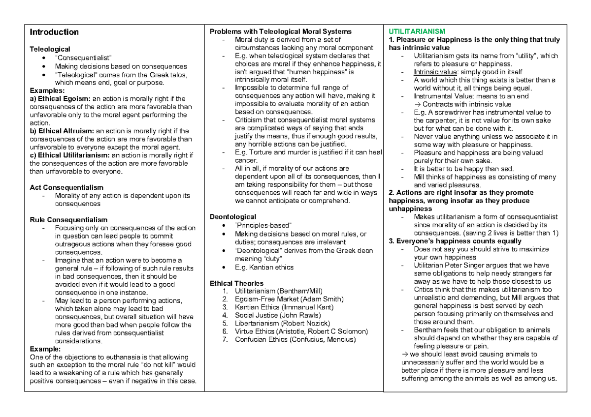 Ethics Summary Warning Tt Undefined Function 32 Introduction Teleological 