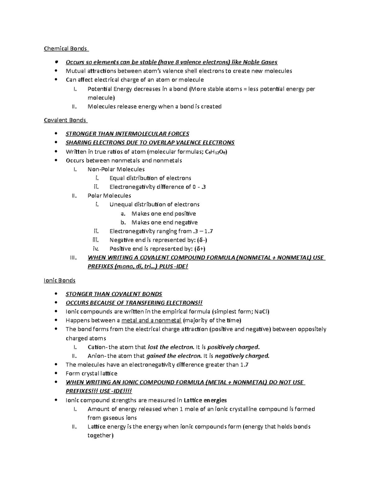 Chemistry Study Guide Unit 3 - Chemical Bonds Occurs so elements can be ...