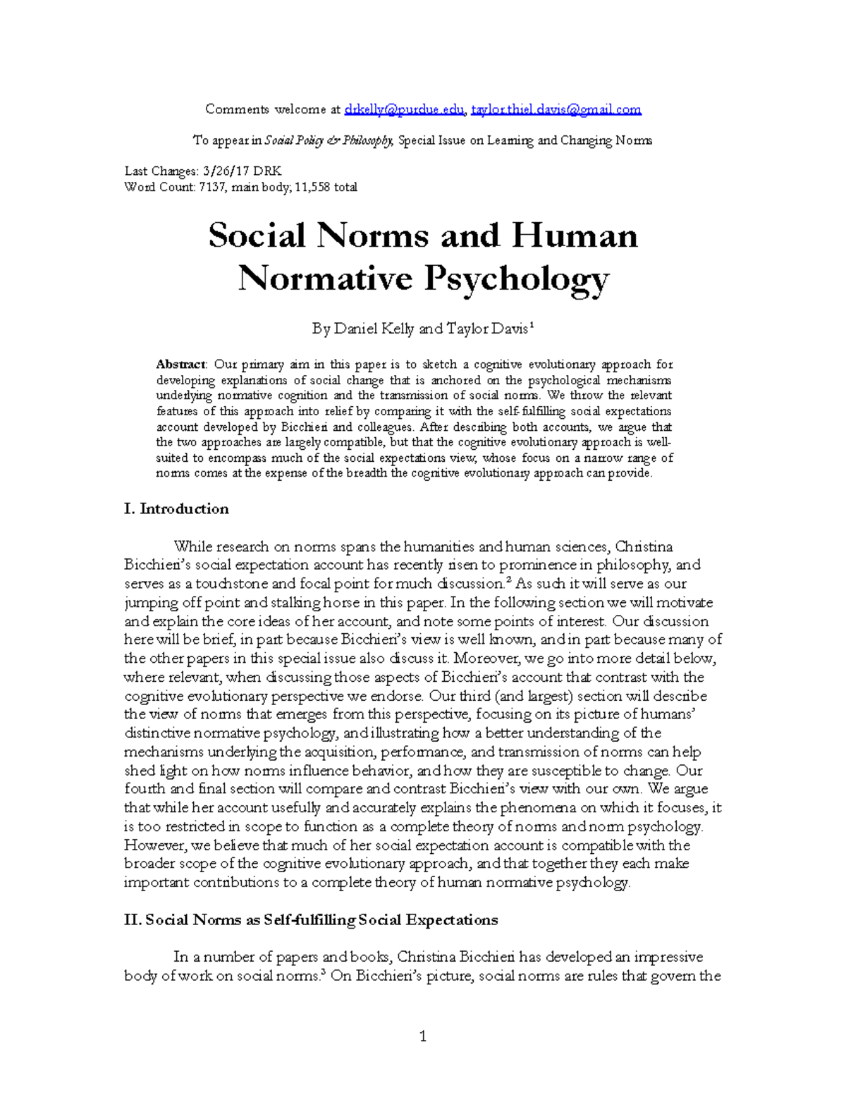 Social Norms and Human Normative Psychology - Comments welcome at ...