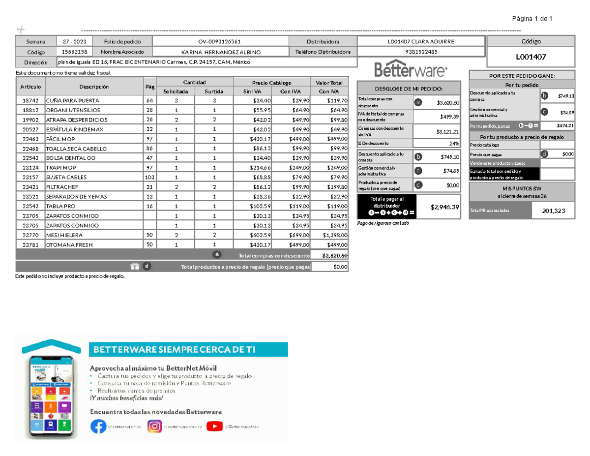 15663158 Nota - Hola - Página 1 de 1 $499. $3,121. $749. $74. 24% $2,946. Pago de riguroso ...