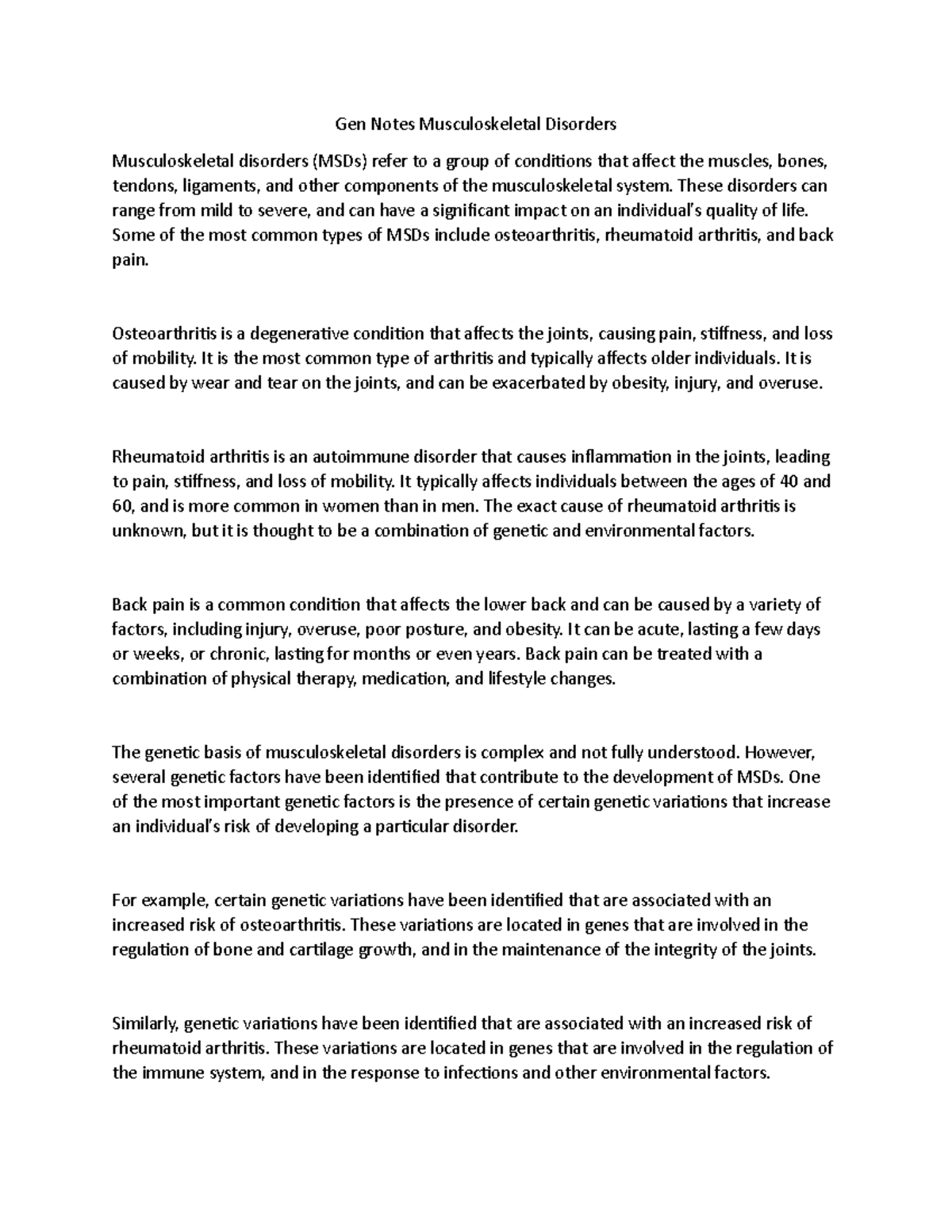 Gen Notes Musculoskeletal Disorders - Gen Notes Musculoskeletal ...