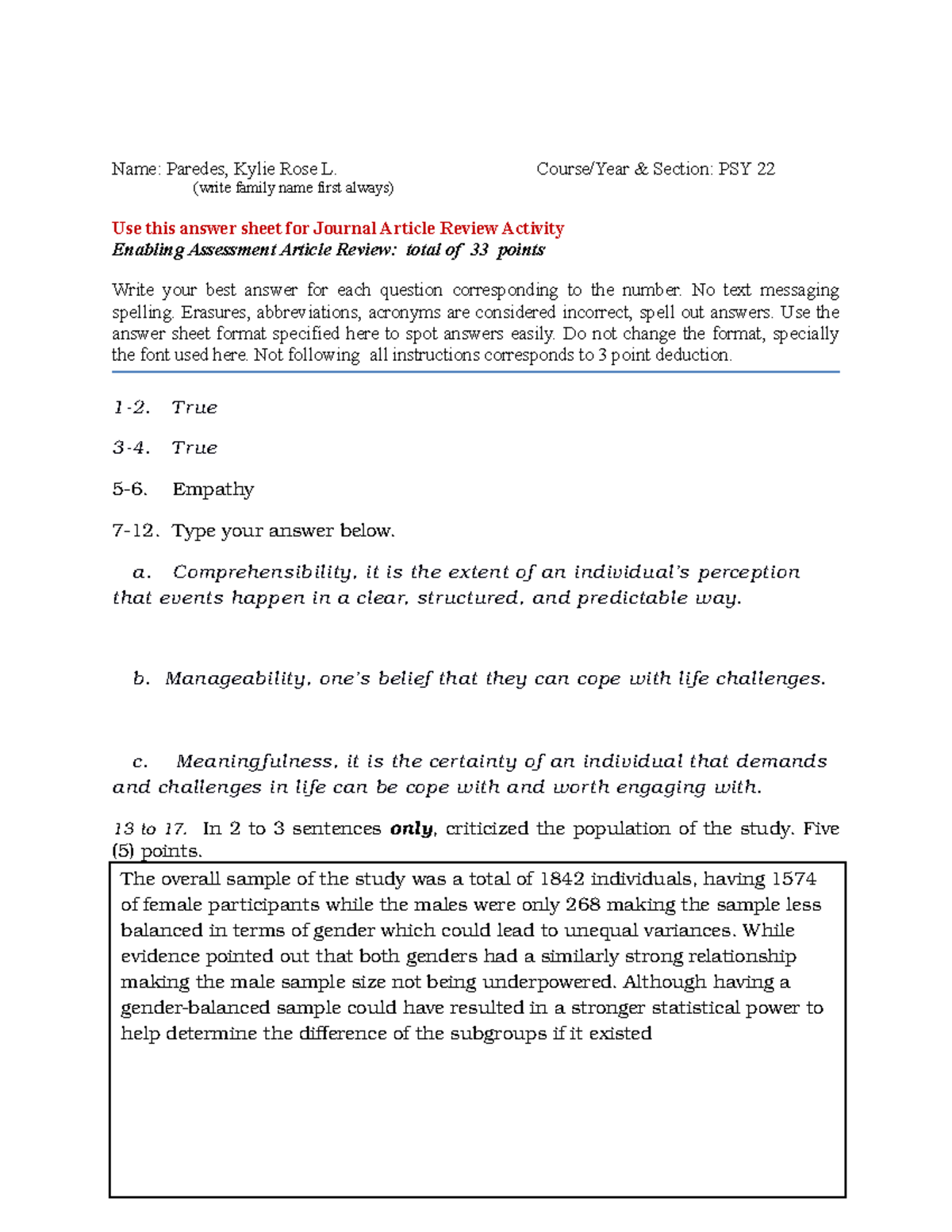 FNLS Article Review Activity 2 - Name: Paredes, Kylie Rose L. Course ...
