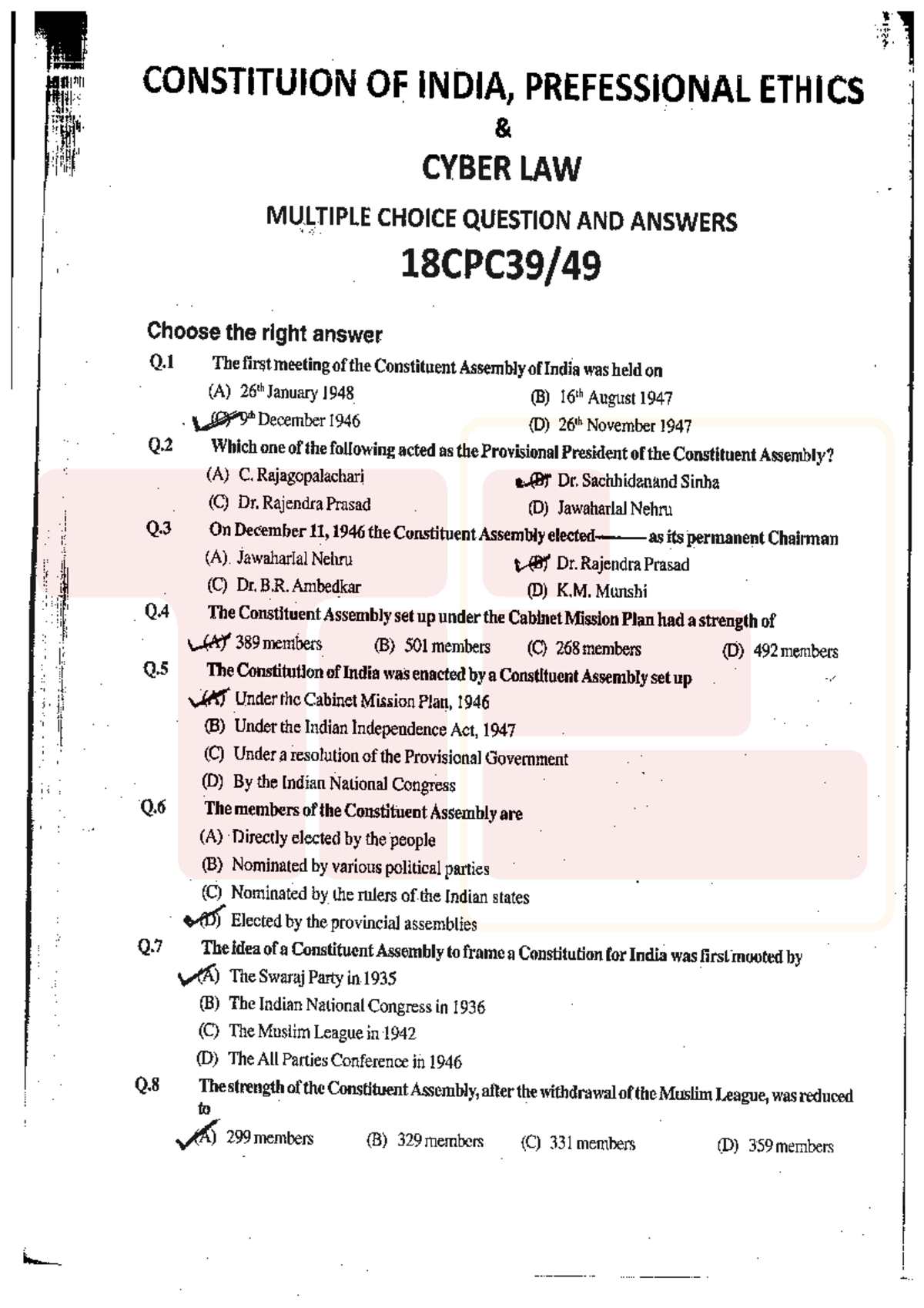 Question Banks-CPC-Multiple Choice-QP(Exam preparation) (1)pdf - CONSTITUION OF INDIA ...