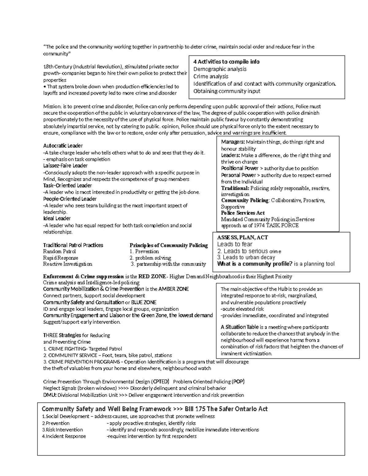 Cheat Sheet - “The police and the community working together in ...
