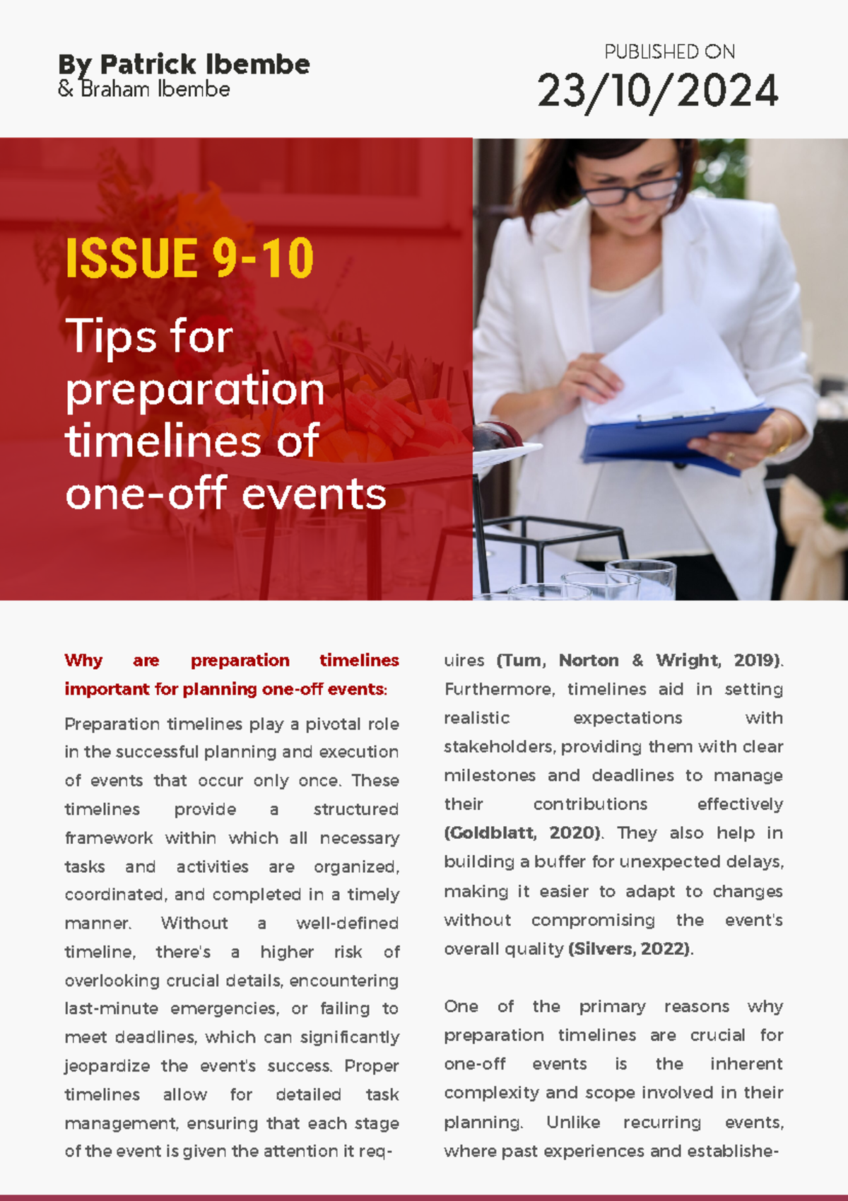 Tips for preparation timelines of one-off events - Tips for preparation ...