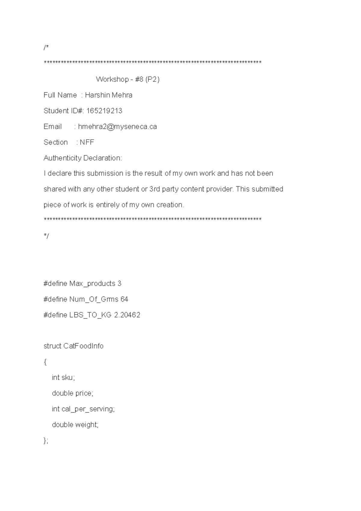 Cpp ipc w8 p2 header files - /* - Studocu