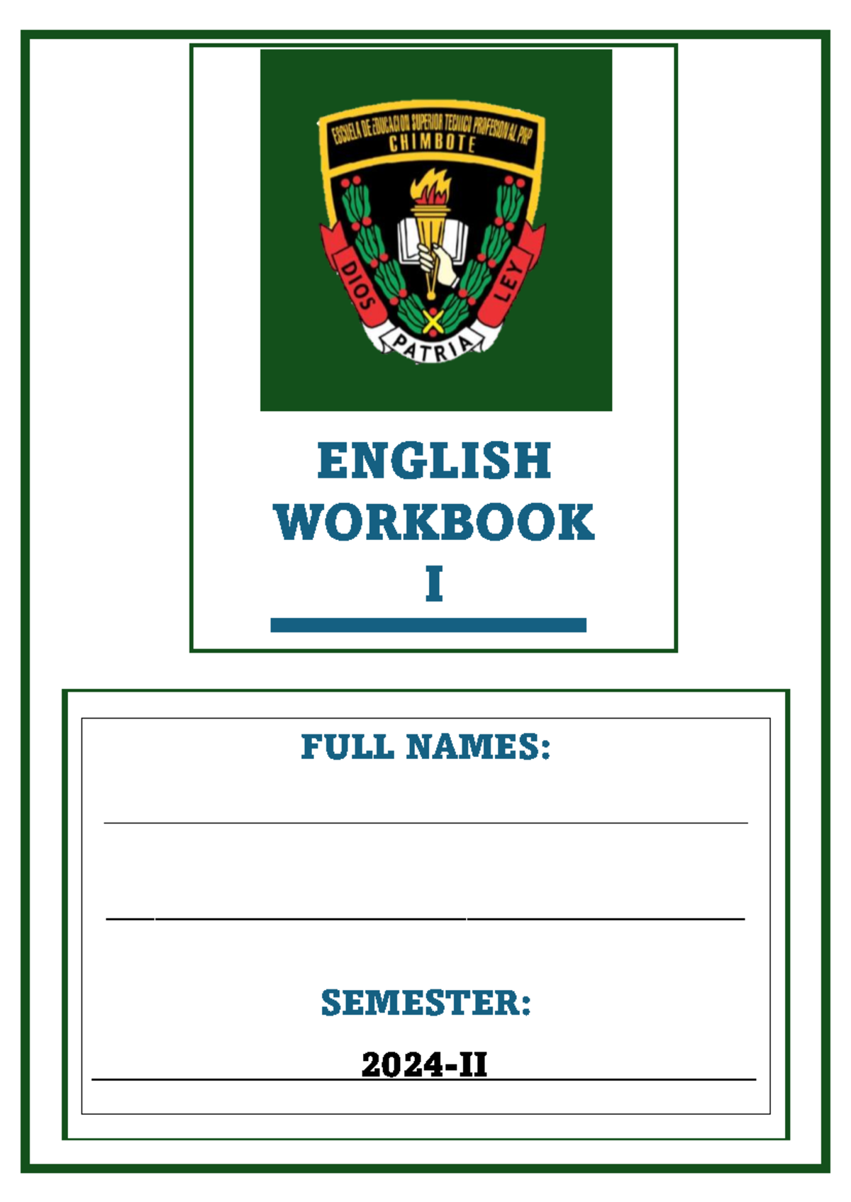 English Workbook PNP 1 - PRACTICAS - ENGLISH WORKBOOK I FULL NAMES: - Studocu