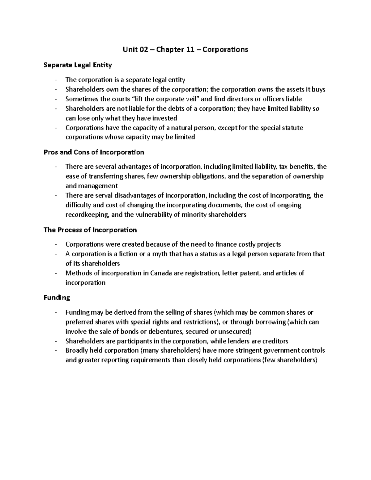 Unit 02 - Chapter 11 - Corporations - Unit 02 – Chapter 11 ...