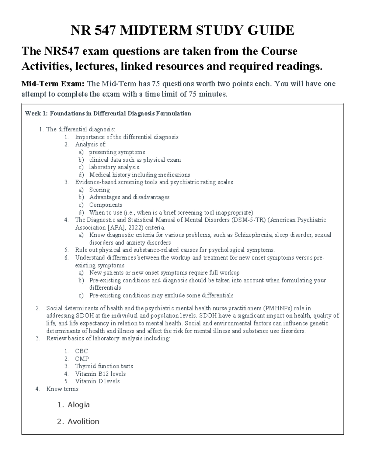 Midterm Study Guide 547 March 2023 - NR 547 MIDTERM STUDY GUIDE The NR547 exam questions are ...