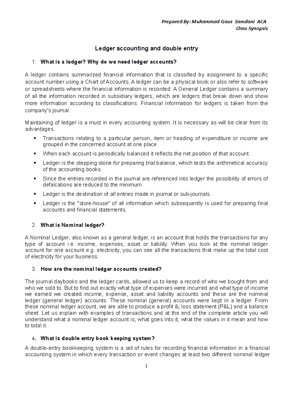 4.Ledger Account and Double Entry - Prepared By: Muhammad Gaus Samdani ...