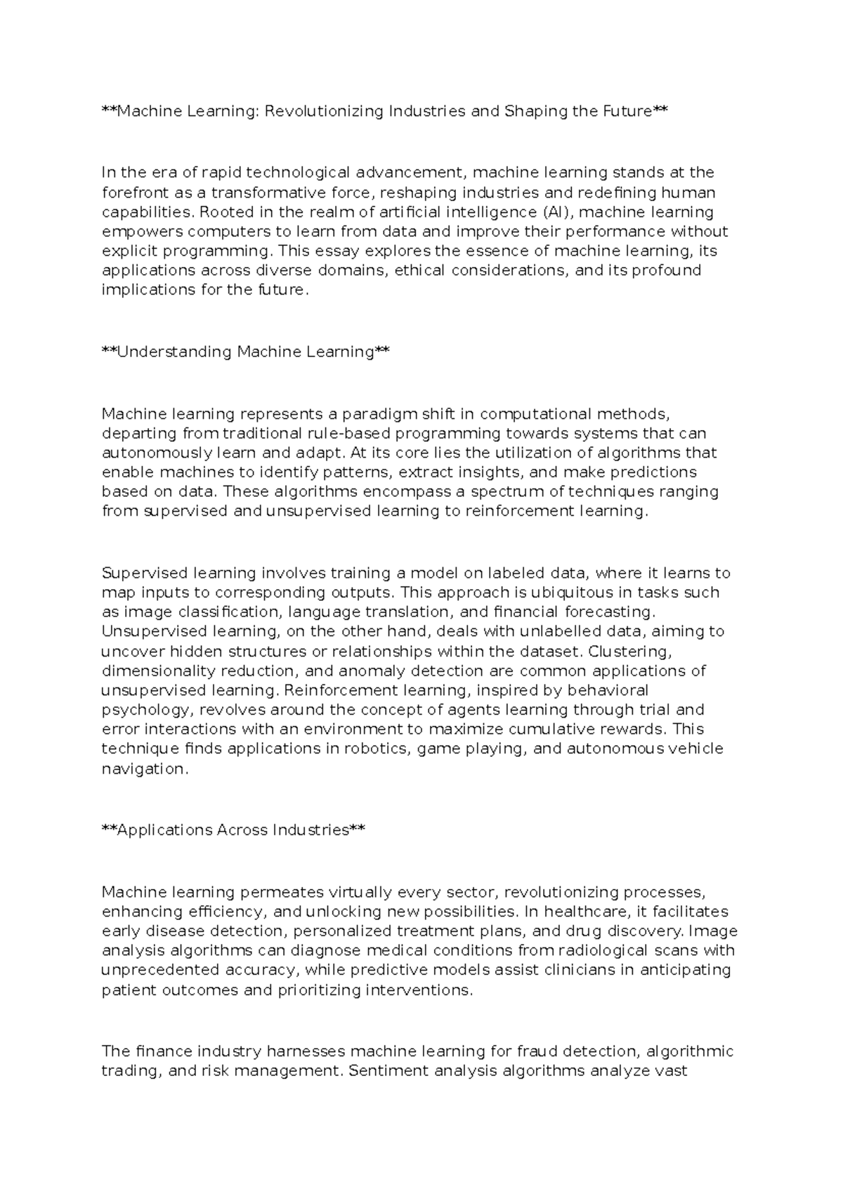 Machine Learning - Rooted in the realm of artificial intelligence (AI ...